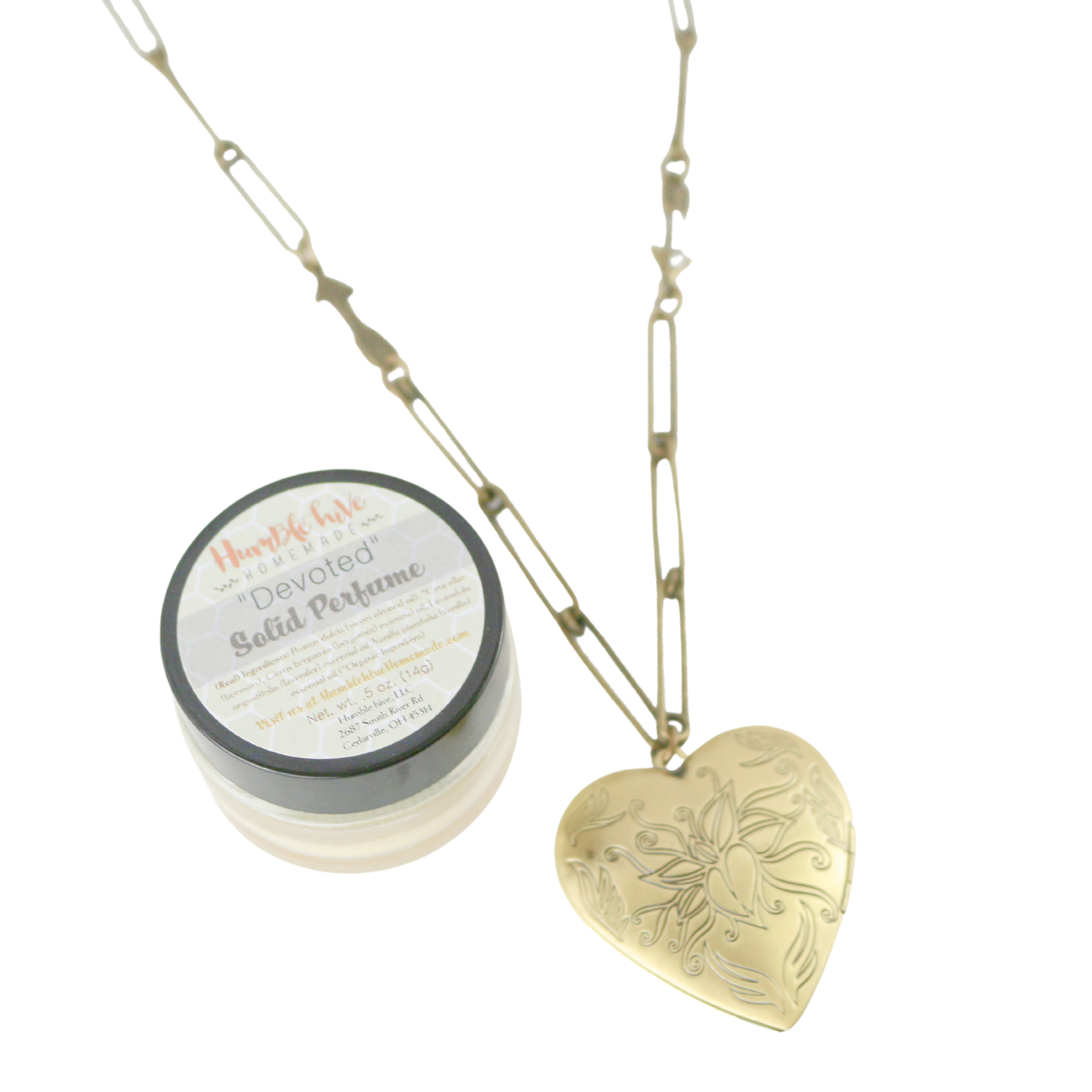 Toxin-Free Solid Perfume Locket Necklace & Jar Set – Humble hive Homemade